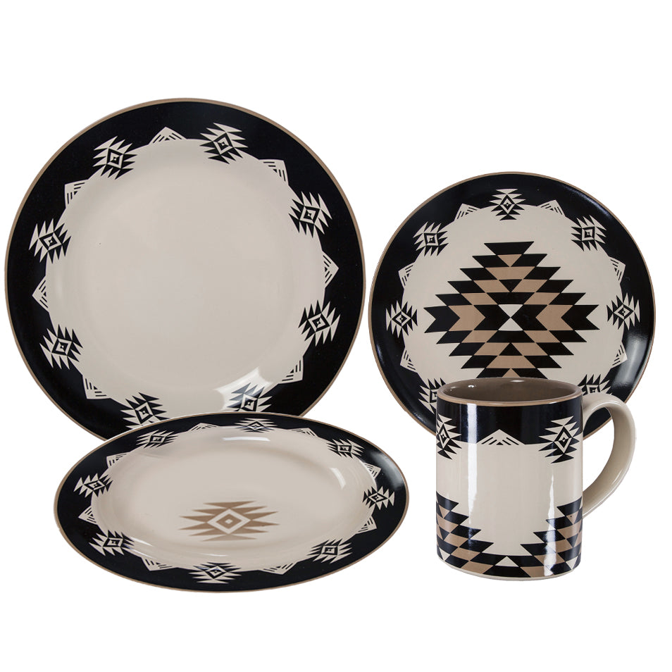 Chalet Aztec Ceramic Dinnerware Set, 16PC – Rockin M Tack & Home Accents